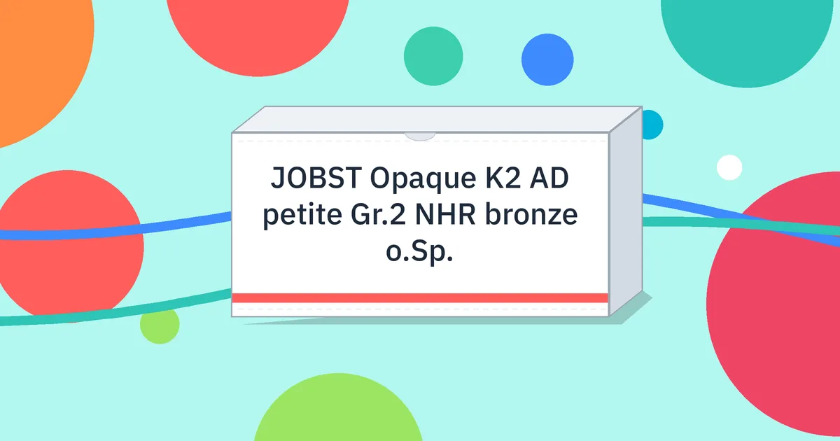 Symbolbild: Packung mit der Aufschrift JOBST Opaque K2 AD petite Gr.2 NHR bronze o.Sp. (PZN 13109595) – Verfügbarkeit und Bezug in Apotheken in Frankfurt am Main
