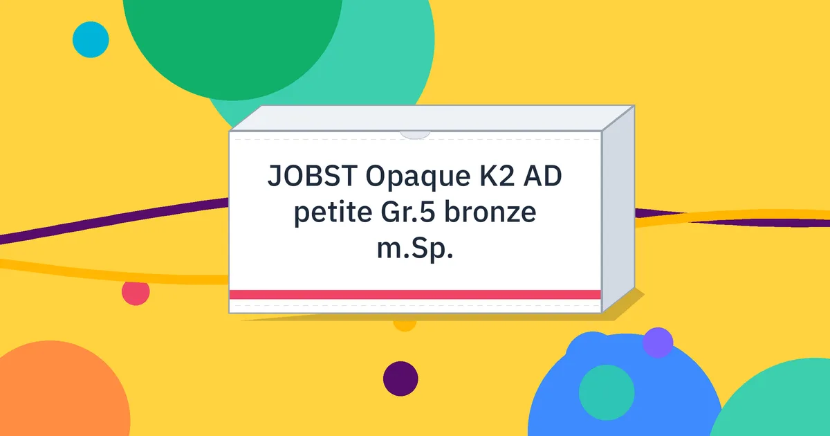 Symbolbild: Packung mit der Aufschrift JOBST Opaque K2 AD petite Gr.5 bronze m.Sp. (PZN 13108555) – Verfügbarkeit und Bezug in Apotheken in Frankfurt am Main