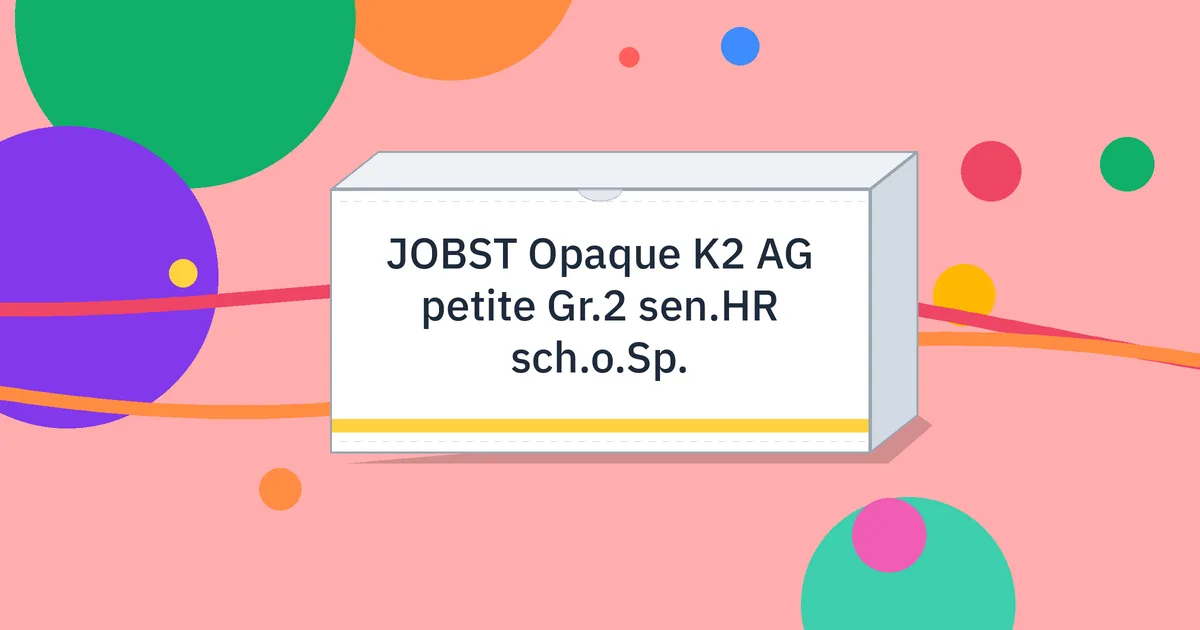 Symbolbild: Packung mit der Aufschrift JOBST Opaque K2 AG petite Gr.2 sen.HR sch.o.Sp. (PZN 12142892) – Verfügbarkeit und Bezug in Apotheken in Frankfurt am Main