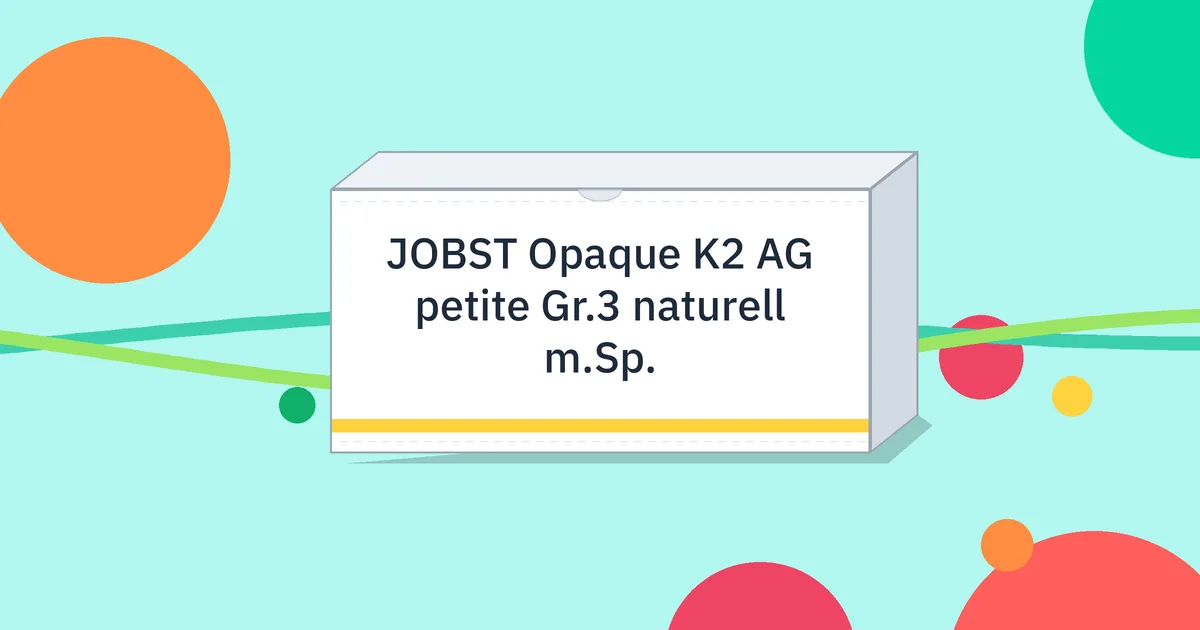Symbolbild: Packung mit der Aufschrift JOBST Opaque K2 AG petite Gr.3 naturell m.Sp. (PZN 13112717) – Verfügbarkeit und Bezug in Apotheken in Frankfurt am Main