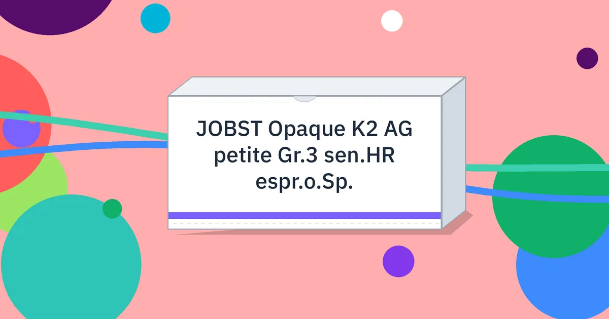 Symbolbild: Packung mit der Aufschrift JOBST Opaque K2 AG petite Gr.3 sen.HR espr.o.Sp. (PZN 16285884) – Verfügbarkeit und Bezug in Apotheken in Frankfurt am Main