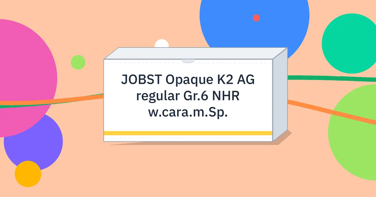 Symbolbild: Packung mit der Aufschrift JOBST Opaque K2 AG regular Gr.6 NHR w.cara.m.Sp. (PZN 11253744) – Verfügbarkeit und Bezug in Apotheken in Frankfurt am Main