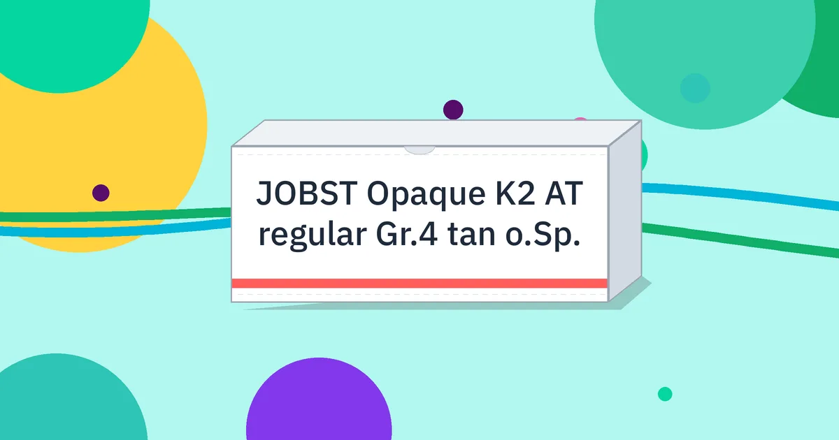 Symbolbild: Packung mit der Aufschrift JOBST Opaque K2 AT regular Gr.4 tan o.Sp. (PZN 16289617) – Verfügbarkeit und Bezug in Apotheken in Frankfurt am Main