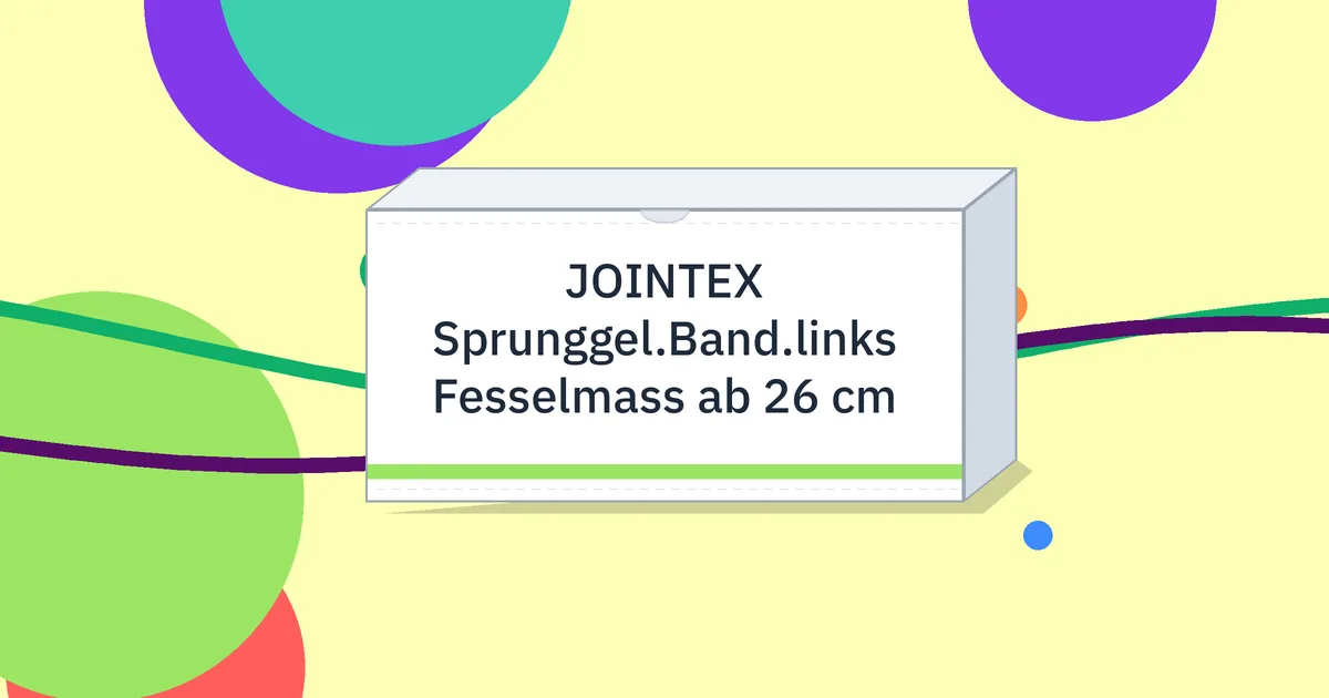 Symbolbild: Packung mit der Aufschrift JOINTEX Sprunggel.Band.links Fesselmass ab 26 cm (PZN 06118576) – Verfügbarkeit und Bezug in Apotheken in Frankfurt am Main