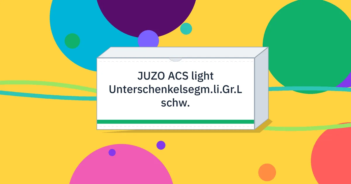 Symbolbild: Packung mit der Aufschrift JUZO ACS light Unterschenkelsegm.li.Gr.L schw. (PZN 13575179) – Verfügbarkeit und Bezug in Apotheken in Frankfurt am Main