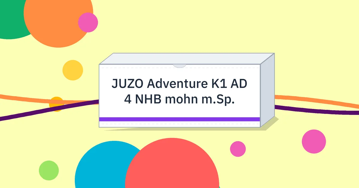 Symbolbild: Packung mit der Aufschrift JUZO Adventure K1 AD 4 NHB mohn m.Sp. (PZN 14974763) – Verfügbarkeit und Bezug in Apotheken in Frankfurt am Main