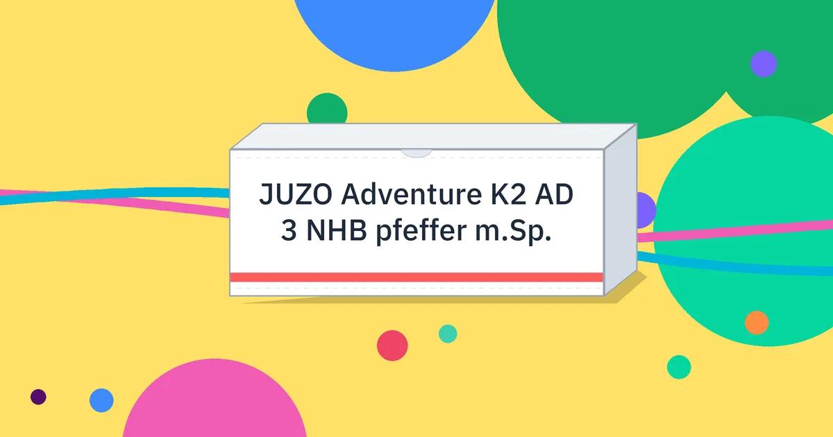 Symbolbild: Packung mit der Aufschrift JUZO Adventure K2 AD 3 NHB pfeffer m.Sp. (PZN 14974295) – Verfügbarkeit und Bezug in Apotheken in Frankfurt am Main