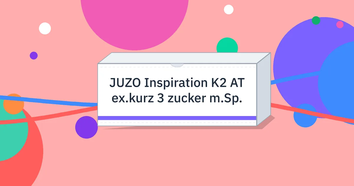 Symbolbild: Packung mit der Aufschrift JUZO Inspiration K2 AT ex.kurz 3 zucker m.Sp. (PZN 14952916) – Verfügbarkeit und Bezug in Apotheken in Frankfurt am Main