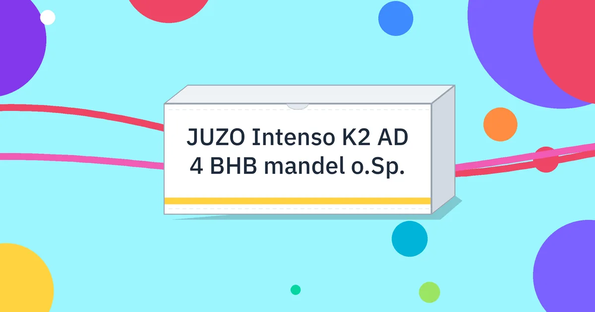 Symbolbild: Packung mit der Aufschrift JUZO Intenso K2 AD 4 BHB mandel o.Sp. (PZN 18624008) – Verfügbarkeit und Bezug in Apotheken in Frankfurt am Main