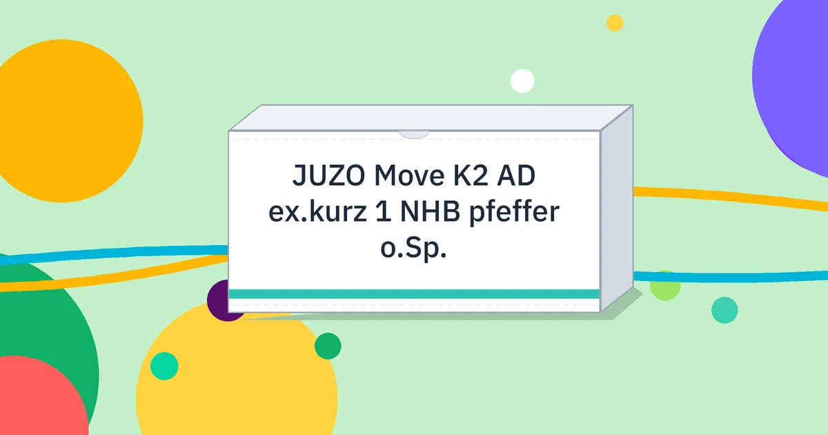 Symbolbild: Packung mit der Aufschrift JUZO Move K2 AD ex.kurz 1 NHB pfeffer o.Sp. (PZN 16341453) – Verfügbarkeit und Bezug in Apotheken in Frankfurt am Main