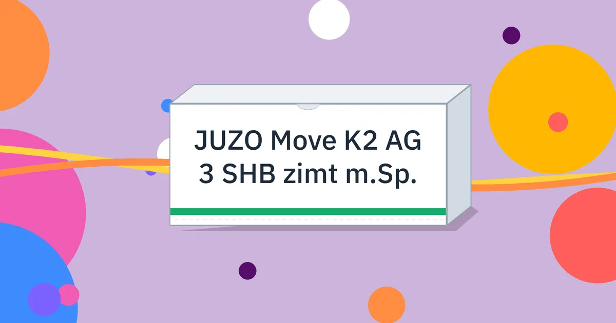 Symbolbild: Packung mit der Aufschrift JUZO Move K2 AG 3 SHB zimt m.Sp. (PZN 18523968) – Verfügbarkeit und Bezug in Apotheken in Frankfurt am Main