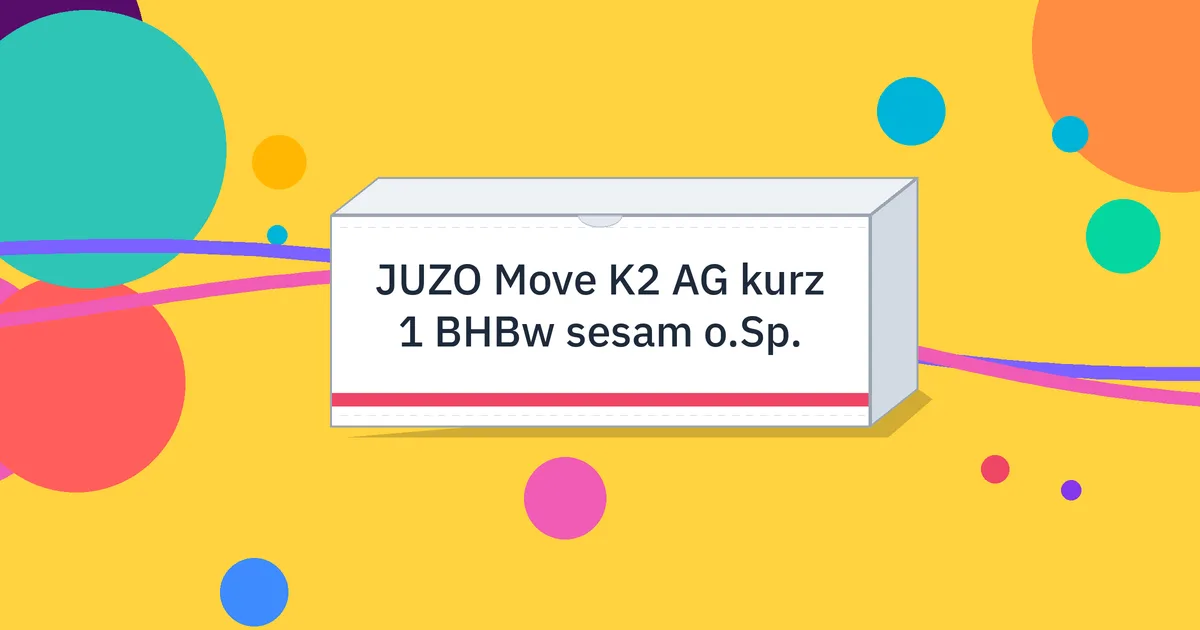 Symbolbild: Packung mit der Aufschrift JUZO Move K2 AG kurz 1 BHBw sesam o.Sp. (PZN 18530371) – Verfügbarkeit und Bezug in Apotheken in Frankfurt am Main