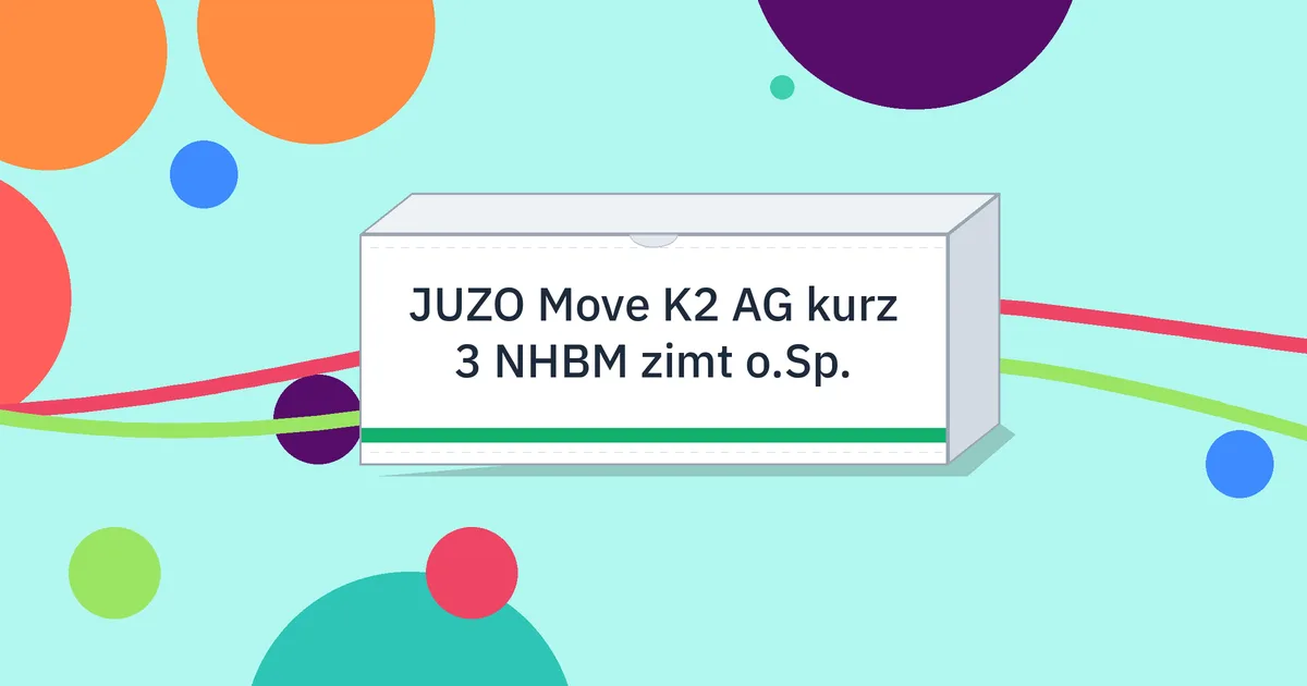Symbolbild: Packung mit der Aufschrift JUZO Move K2 AG kurz 3 NHBM zimt o.Sp. (PZN 18529238) – Verfügbarkeit und Bezug in Apotheken in Frankfurt am Main