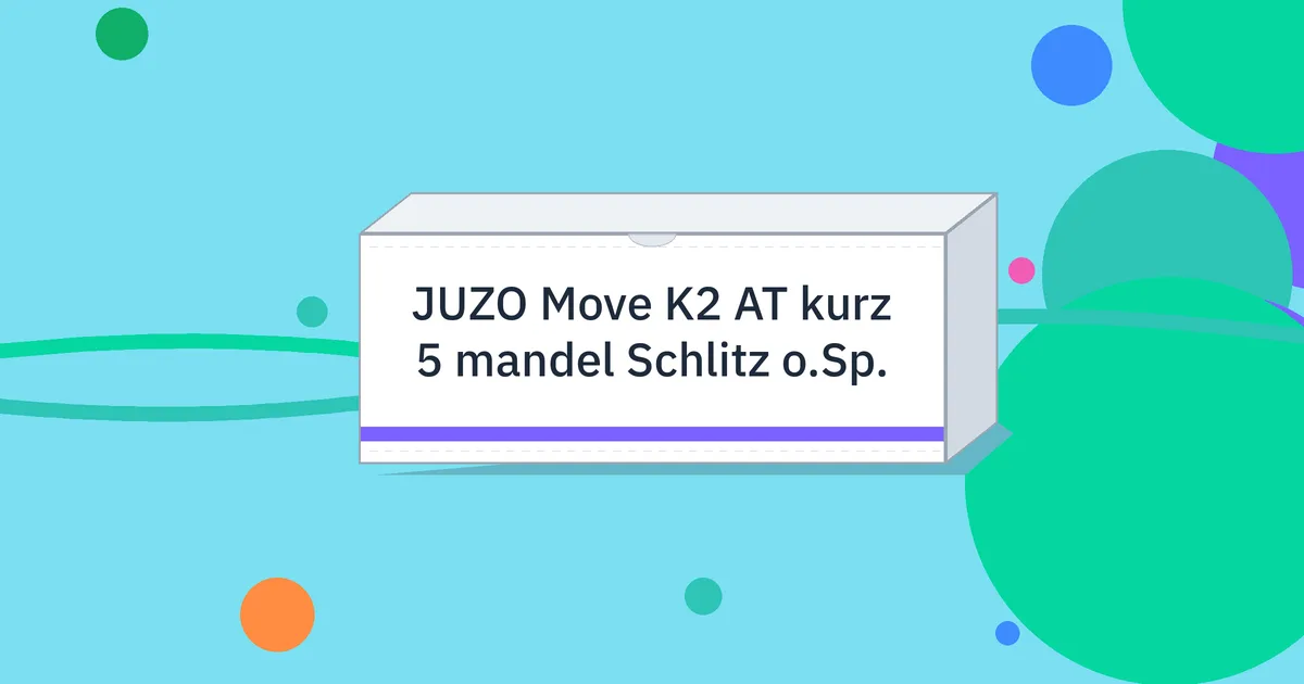 Symbolbild: Packung mit der Aufschrift JUZO Move K2 AT kurz 5 mandel Schlitz o.Sp. (PZN 20676604) – Verfügbarkeit und Bezug in Apotheken in Frankfurt am Main
