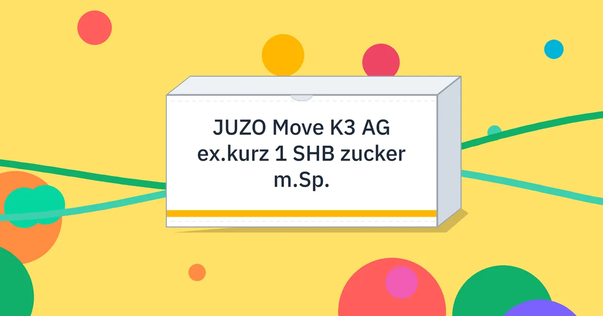 Symbolbild: Packung mit der Aufschrift JUZO Move K3 AG ex.kurz 1 SHB zucker m.Sp. (PZN 18583226) – Verfügbarkeit und Bezug in Apotheken in Frankfurt am Main