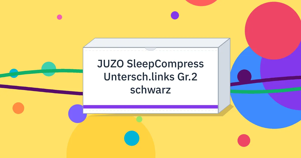 Symbolbild: Packung mit der Aufschrift JUZO SleepCompress Untersch.links Gr.2 schwarz (PZN 19622388) – Verfügbarkeit und Bezug in Apotheken in Frankfurt am Main