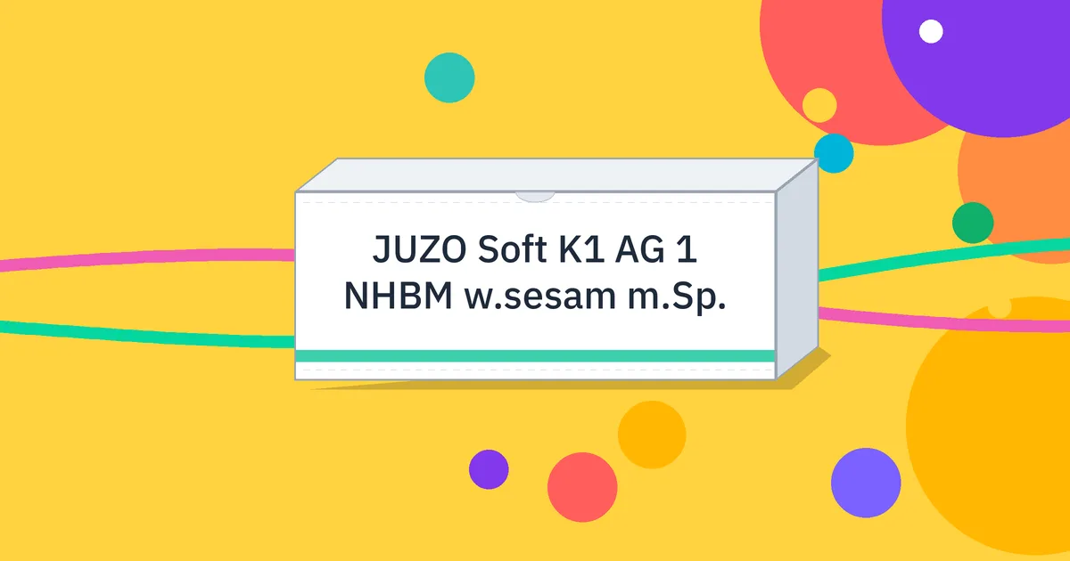 Symbolbild: Packung mit der Aufschrift JUZO Soft K1 AG 1 NHBM w.sesam m.Sp. (PZN 15015125) – Verfügbarkeit und Bezug in Apotheken in Frankfurt am Main
