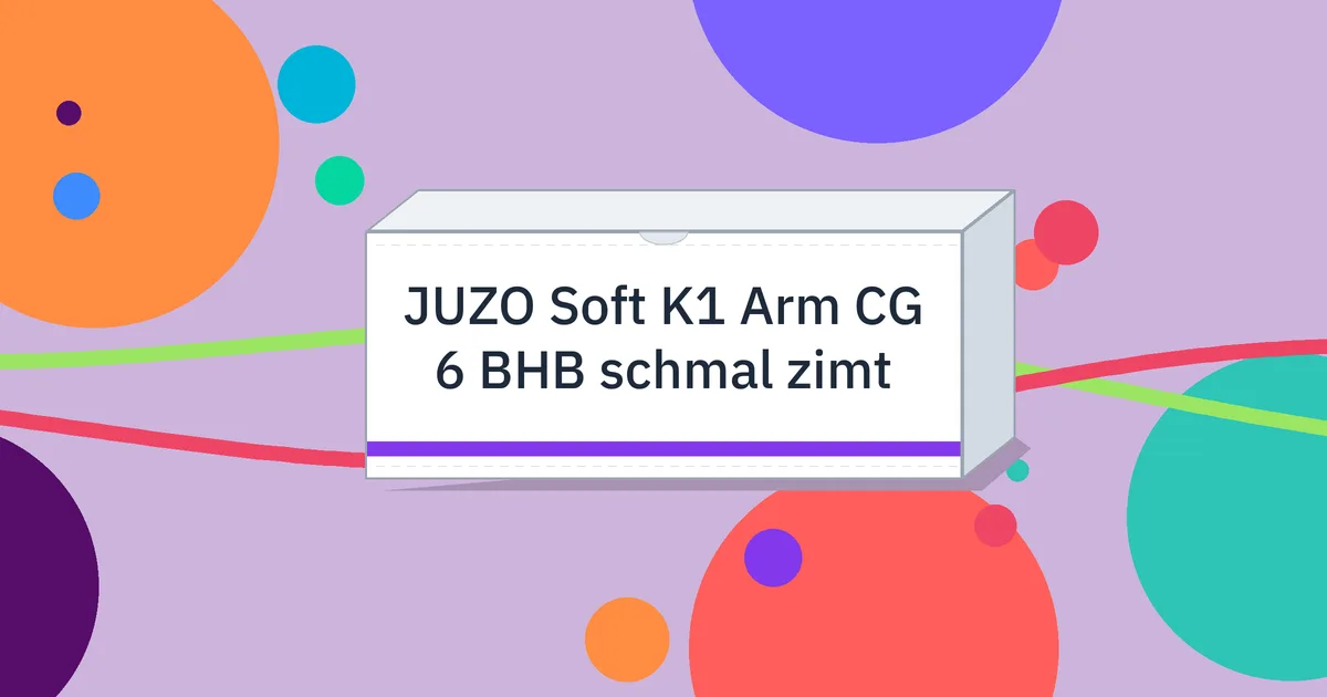 Symbolbild: Packung mit der Aufschrift JUZO Soft K1 Arm CG 6 BHB schmal zimt (PZN 15507615) – Verfügbarkeit und Bezug in Apotheken in Frankfurt am Main
