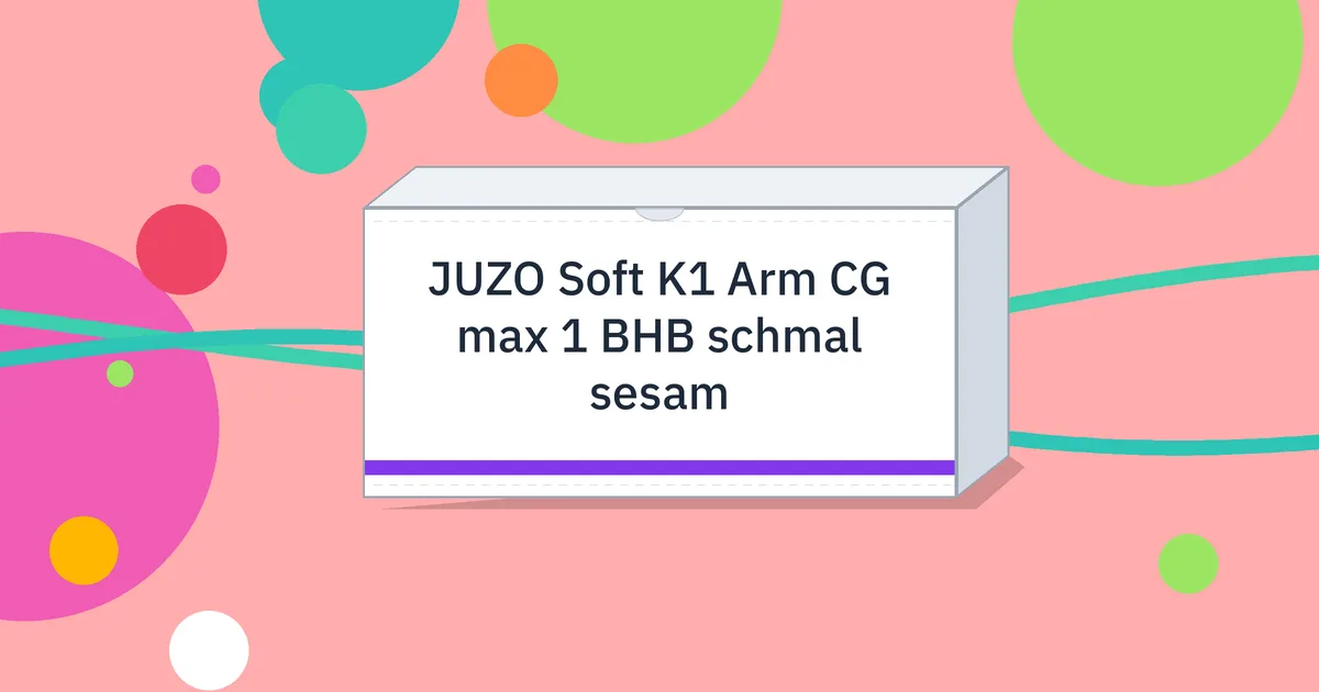 Symbolbild: Packung mit der Aufschrift JUZO Soft K1 Arm CG max 1 BHB schmal sesam (PZN 15509548) – Verfügbarkeit und Bezug in Apotheken in Frankfurt am Main