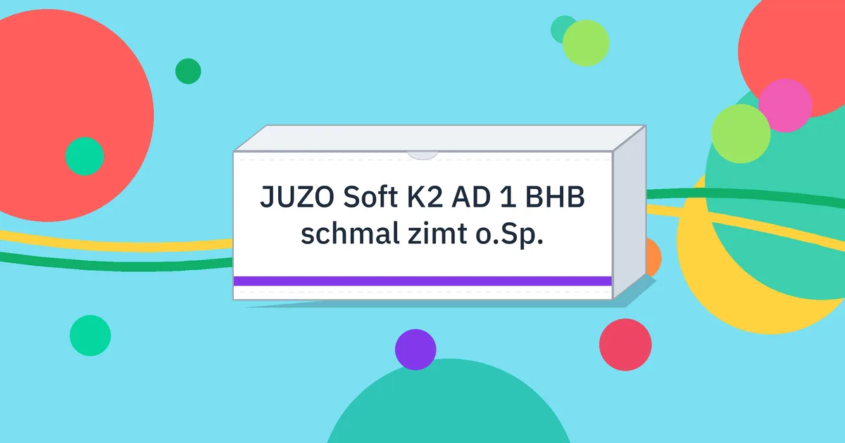 Symbolbild: Packung mit der Aufschrift JUZO Soft K2 AD 1 BHB schmal zimt o.Sp. (PZN 15466922) – Verfügbarkeit und Bezug in Apotheken in Frankfurt am Main