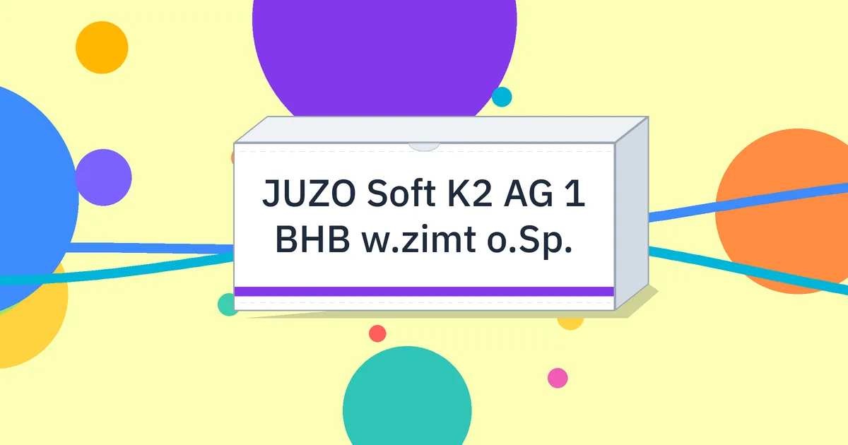 Symbolbild: Packung mit der Aufschrift JUZO Soft K2 AG 1 BHB w.zimt o.Sp. (PZN 14841281) – Verfügbarkeit und Bezug in Apotheken in Frankfurt am Main