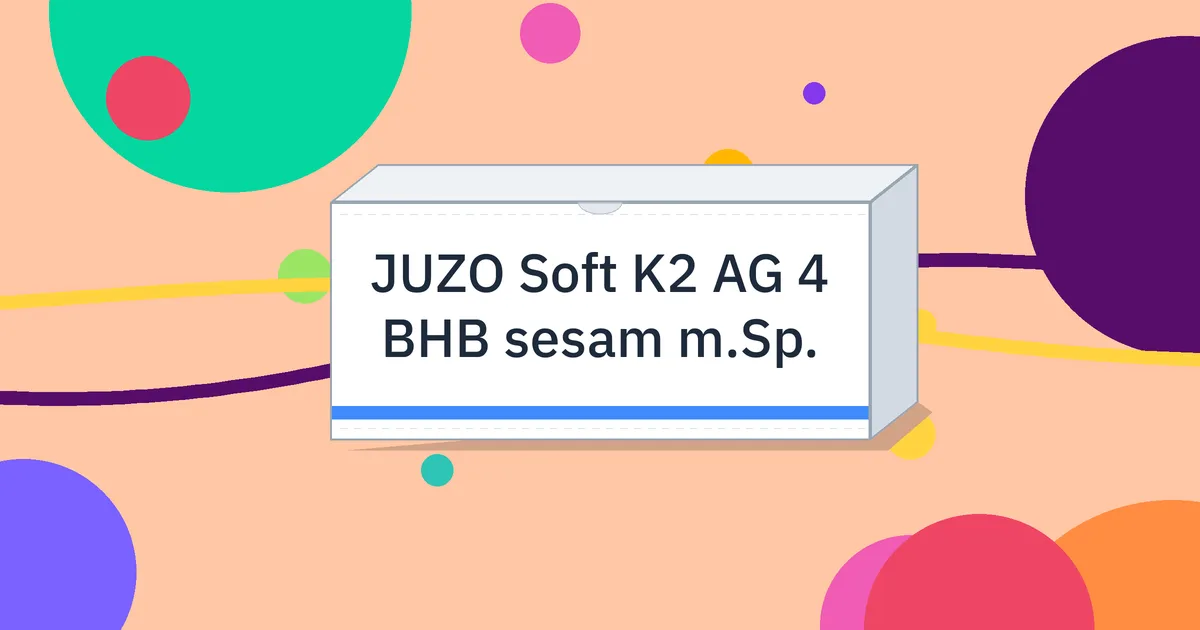 Symbolbild: Packung mit der Aufschrift JUZO Soft K2 AG 4 BHB sesam m.Sp. (PZN 14824816) – Verfügbarkeit und Bezug in Apotheken in Frankfurt am Main