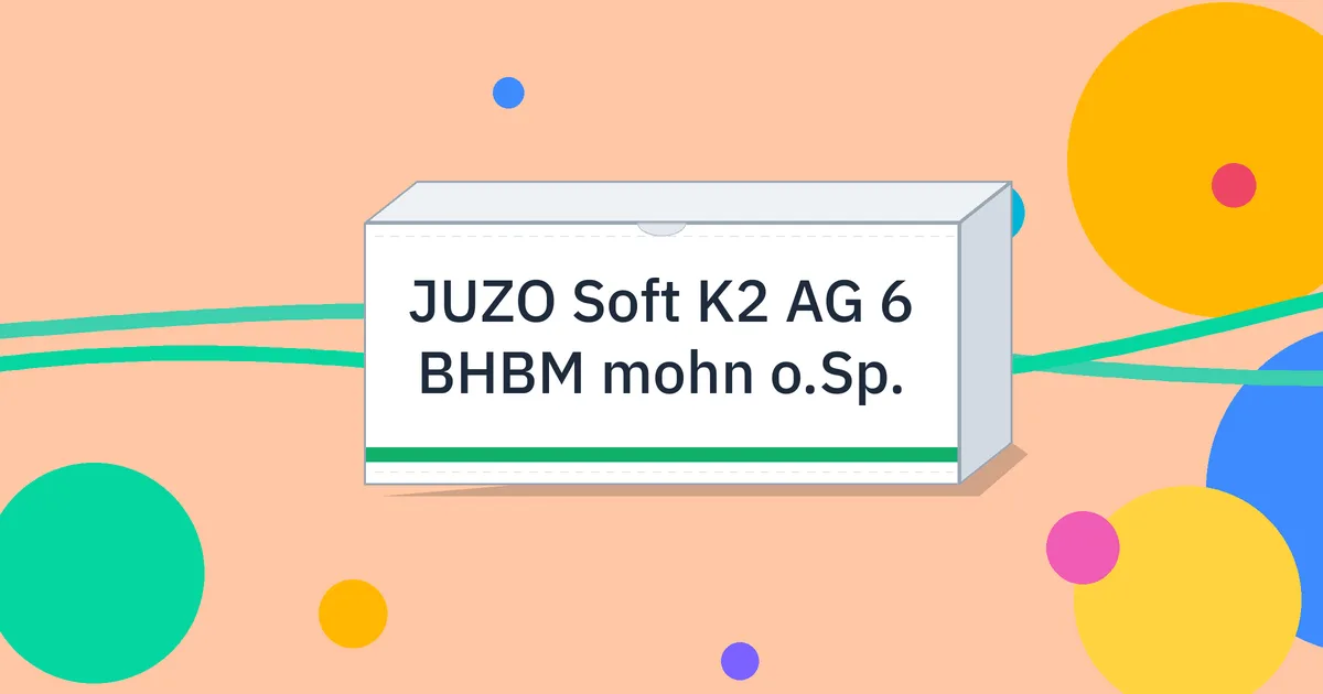 Symbolbild: Packung mit der Aufschrift JUZO Soft K2 AG 6 BHBM mohn o.Sp. (PZN 14861214) – Verfügbarkeit und Bezug in Apotheken in Frankfurt am Main