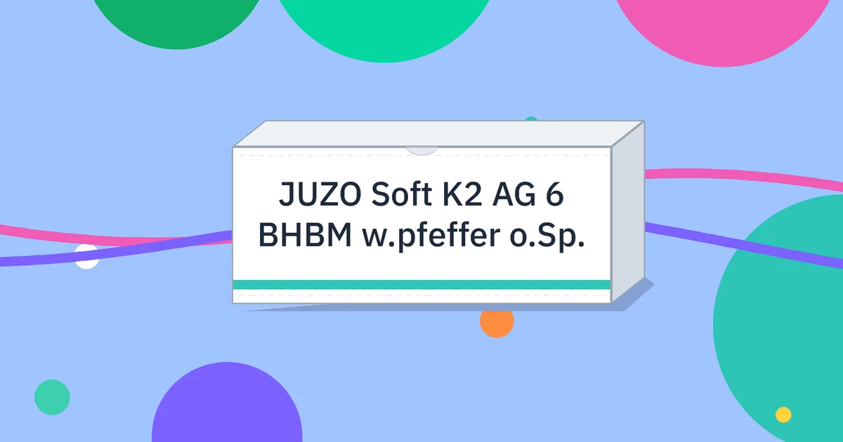 Symbolbild: Packung mit der Aufschrift JUZO Soft K2 AG 6 BHBM w.pfeffer o.Sp. (PZN 14868653) – Verfügbarkeit und Bezug in Apotheken in Frankfurt am Main