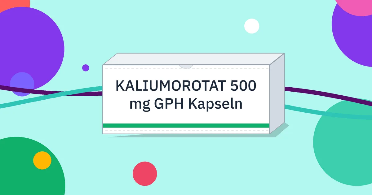 Symbolbild: Packung mit der Aufschrift KALIUMOROTAT 500 mg GPH Kapseln (PZN 11482717) – Verfügbarkeit und Bezug in Apotheken in Frankfurt am Main