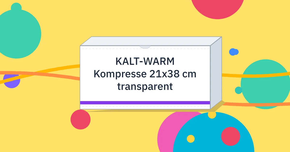 Symbolbild: Packung mit der Aufschrift KALT-WARM Kompresse 21x38 cm transparent (PZN 07768649) – Verfügbarkeit und Bezug in Apotheken in Frankfurt am Main