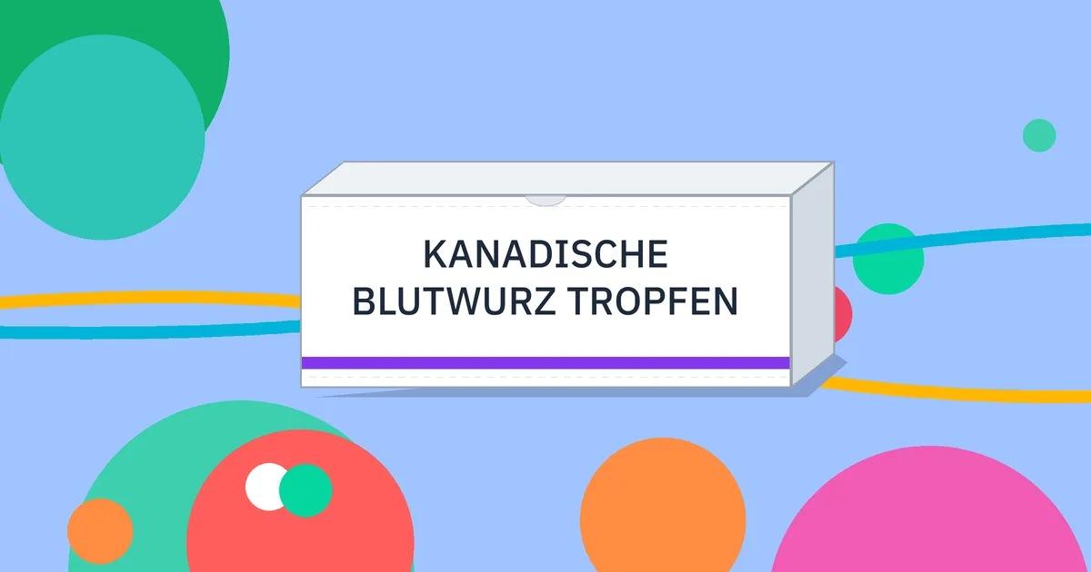 Symbolbild: Packung mit der Aufschrift KANADISCHE BLUTWURZ TROPFEN (PZN 14126756) – Verfügbarkeit und Bezug in Apotheken in Frankfurt am Main