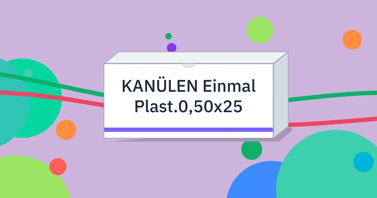Symbolbild: Packung mit der Aufschrift KANÜLEN Einmal Plast.0,50x25 (PZN 01964616) – Verfügbarkeit und Bezug in Apotheken in Frankfurt am Main