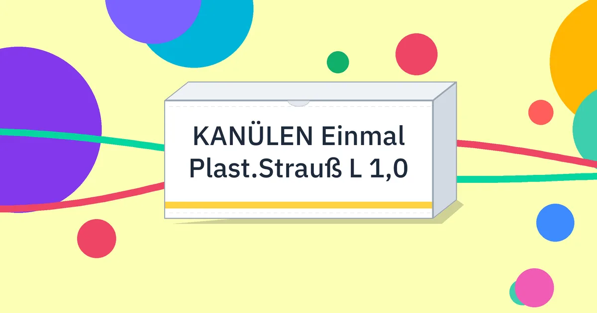 Symbolbild: Packung mit der Aufschrift KANÜLEN Einmal Plast.Strauß L 1,0 (PZN 02441027) – Verfügbarkeit und Bezug in Apotheken in Frankfurt am Main
