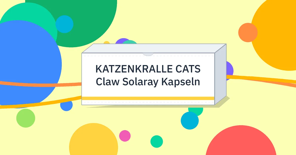Symbolbild: Packung mit der Aufschrift KATZENKRALLE CATS Claw Solaray Kapseln (PZN 17254087) – Verfügbarkeit und Bezug in Apotheken in Frankfurt am Main