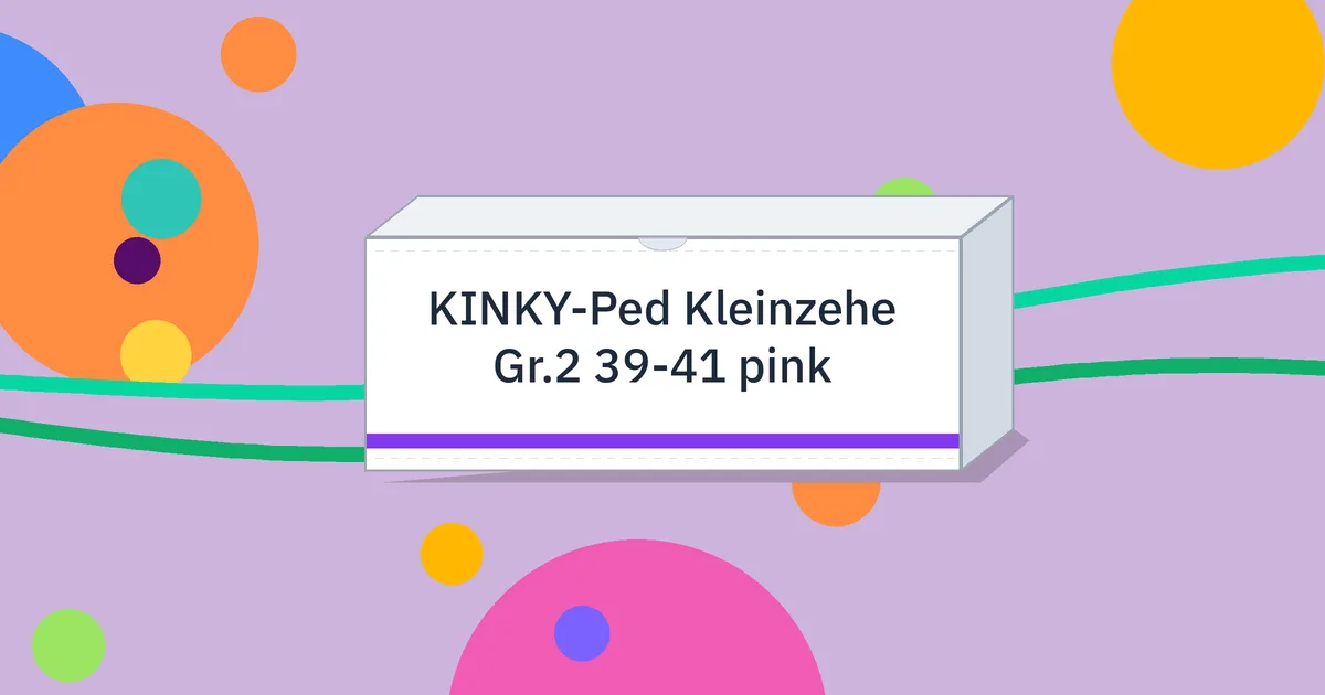 Symbolbild: Packung mit der Aufschrift KINKY-Ped Kleinzehe Gr.2 39-41 pink (PZN 11241296) – Verfügbarkeit und Bezug in Apotheken in Frankfurt am Main