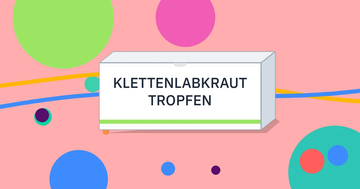 Symbolbild: Packung mit der Aufschrift KLETTENLABKRAUT TROPFEN (PZN 15237618) – Verfügbarkeit und Bezug in Apotheken in Frankfurt am Main