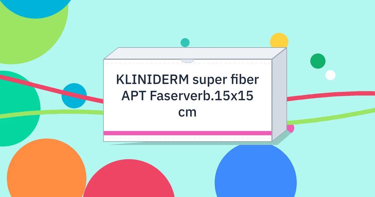 Symbolbild: Packung mit der Aufschrift KLINIDERM super fiber APT Faserverb.15x15 cm (PZN 20929979) – Verfügbarkeit und Bezug in Apotheken in Frankfurt am Main