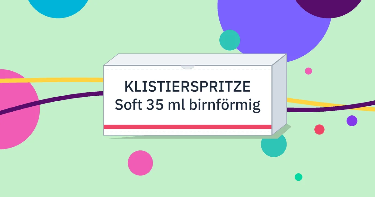Symbolbild: Packung mit der Aufschrift KLISTIERSPRITZE Soft 35 ml birnförmig (PZN 19101838) – Verfügbarkeit und Bezug in Apotheken in Frankfurt am Main