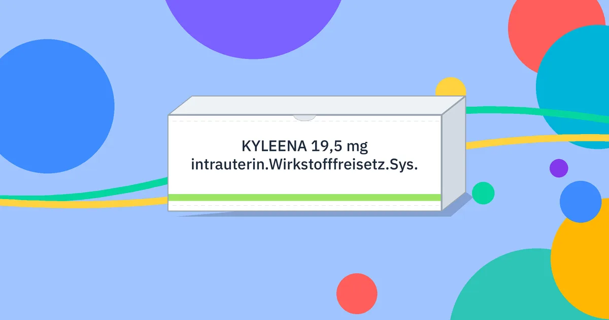 Symbolbild: Packung mit der Aufschrift KYLEENA 19,5 mg intrauterin.Wirkstofffreisetz.Sys. (PZN 16744079) – Verfügbarkeit und Bezug in Apotheken in Frankfurt am Main