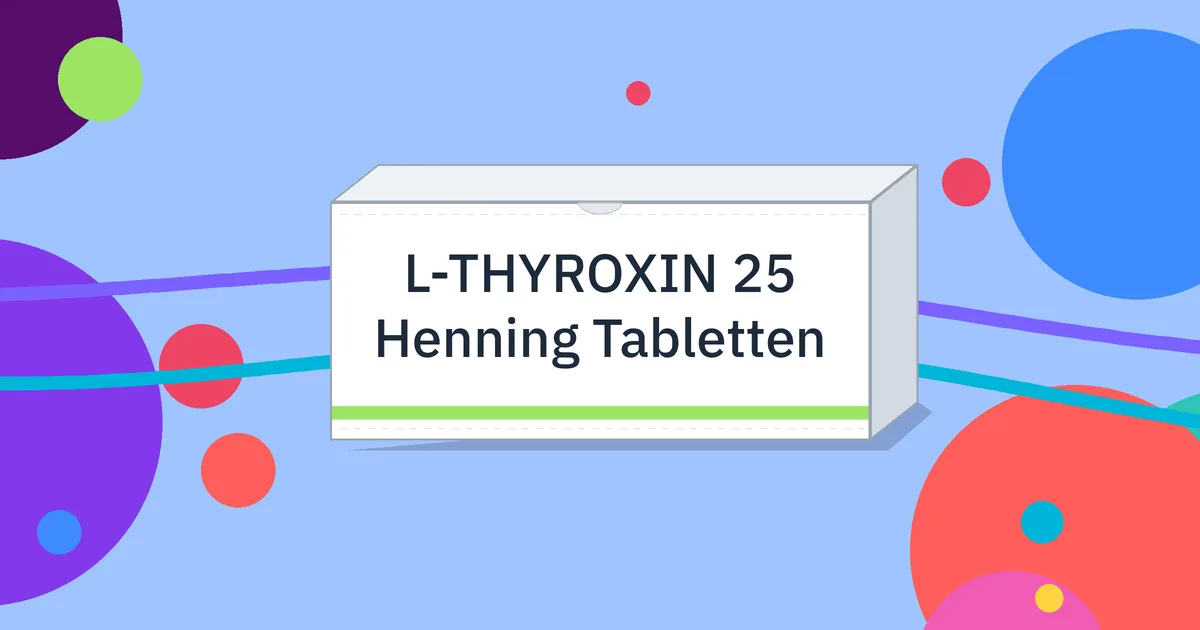 Symbolbild: Packung mit der Aufschrift L-THYROXIN 25 Henning Tabletten (PZN 02532681) – Verfügbarkeit und Bezug in Apotheken in Frankfurt am Main