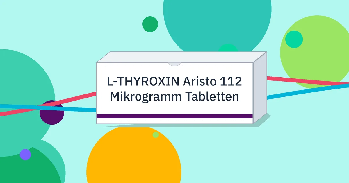 Symbolbild: Packung mit der Aufschrift L-THYROXIN Aristo 112 Mikrogramm Tabletten (PZN 19160663) – Verfügbarkeit und Bezug in Apotheken in Frankfurt am Main
