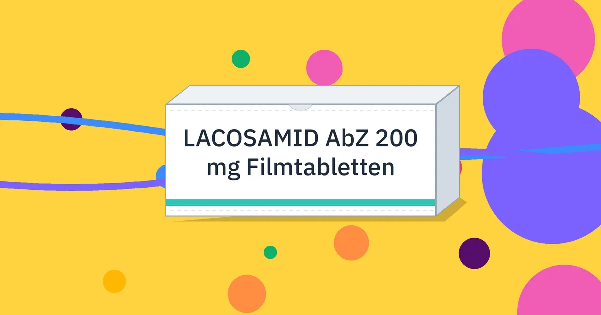 Symbolbild: Packung mit der Aufschrift LACOSAMID AbZ 200 mg Filmtabletten (PZN 14352412) – Verfügbarkeit und Bezug in Apotheken in Frankfurt am Main
