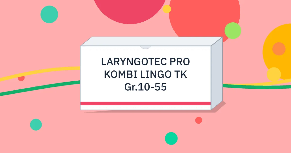 Symbolbild: Packung mit der Aufschrift LARYNGOTEC PRO KOMBI LINGO TK Gr.10-55 (PZN 16740928) – Verfügbarkeit und Bezug in Apotheken in Frankfurt am Main