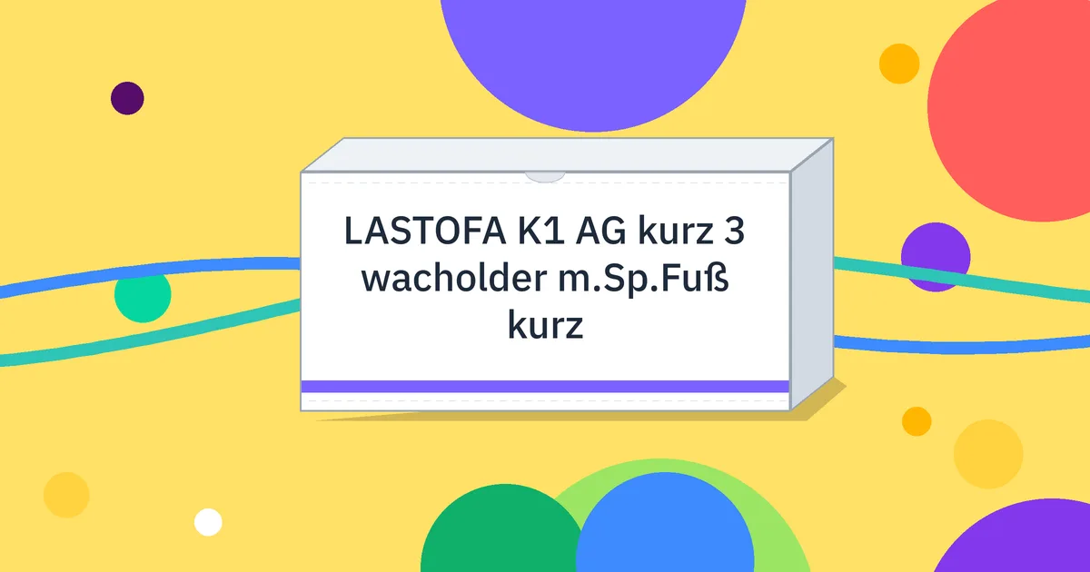 Symbolbild: Packung mit der Aufschrift LASTOFA K1 AG kurz 3 wacholder m.Sp.Fuß kurz (PZN 13791109) – Verfügbarkeit und Bezug in Apotheken in Frankfurt am Main