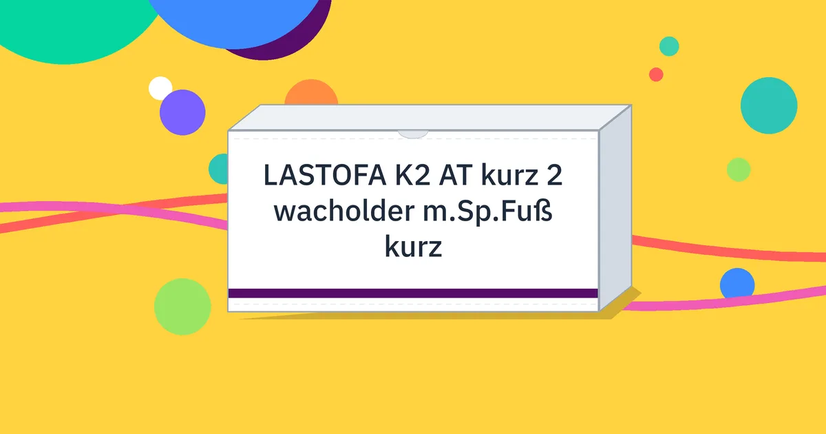 Symbolbild: Packung mit der Aufschrift LASTOFA K2 AT kurz 2 wacholder m.Sp.Fuß kurz (PZN 13808689) – Verfügbarkeit und Bezug in Apotheken in Frankfurt am Main