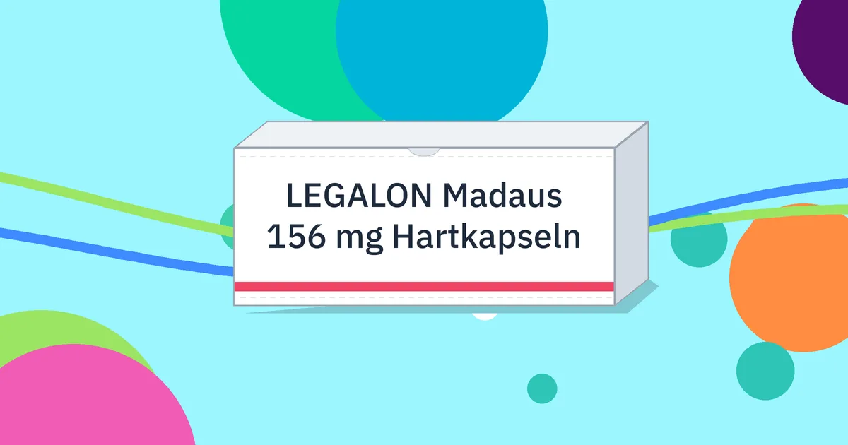 Symbolbild: Packung mit der Aufschrift LEGALON Madaus 156 mg Hartkapseln (PZN 11548184) – Verfügbarkeit und Bezug in Apotheken in Frankfurt am Main