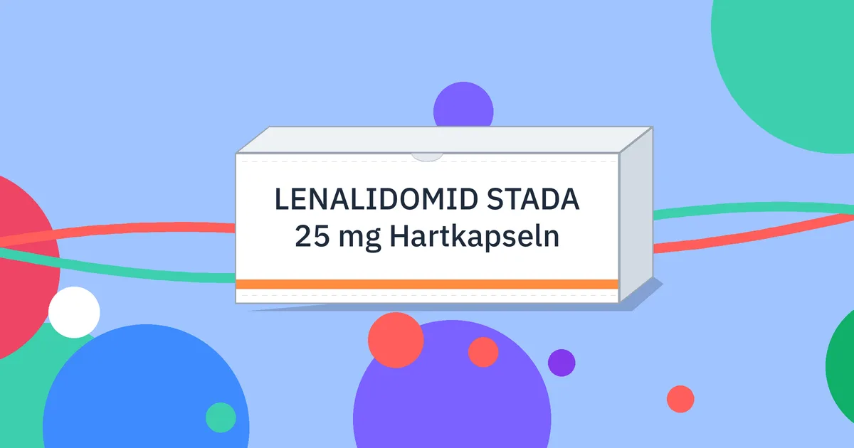 Symbolbild: Packung mit der Aufschrift LENALIDOMID STADA 25 mg Hartkapseln (PZN 17168293) – Verfügbarkeit und Bezug in Apotheken in Frankfurt am Main