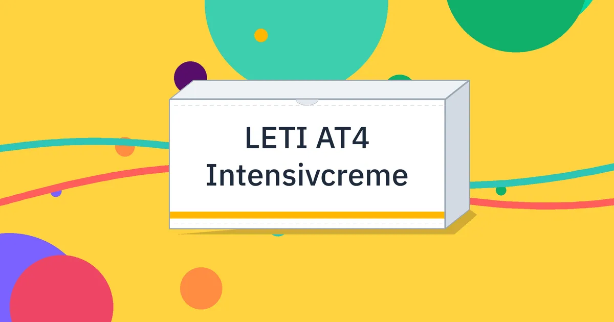 Symbolbild: Packung mit der Aufschrift LETI AT4 Intensivcreme (PZN 06129172) – Verfügbarkeit und Bezug in Apotheken in Frankfurt am Main
