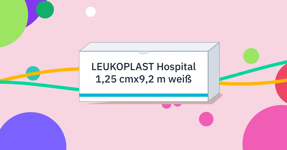 Symbolbild: Packung mit der Aufschrift LEUKOPLAST Hospital 1,25 cmx9,2 m weiß (PZN 12775752) – Verfügbarkeit und Bezug in Apotheken in Frankfurt am Main