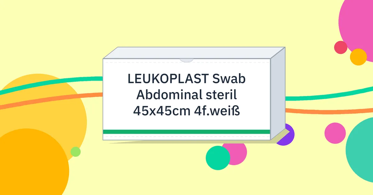 Symbolbild: Packung mit der Aufschrift LEUKOPLAST Swab Abdominal steril 45x45cm 4f.weiß (PZN 17208070) – Verfügbarkeit und Bezug in Apotheken in Frankfurt am Main